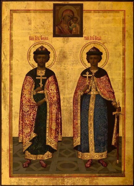 Sts. Boris and Gleb Orthodox mounted icon for sale