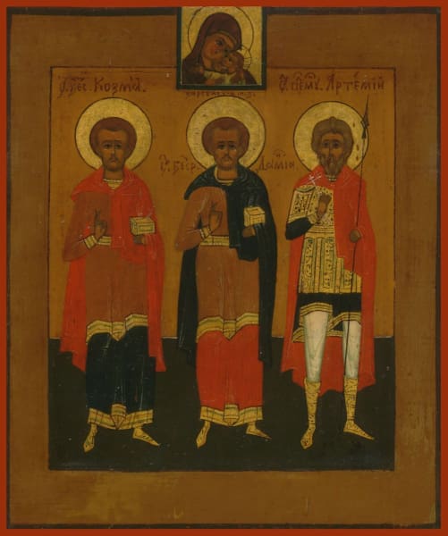 Sts. Cosmos, Damien and Artemy Orthodox reproduction icon