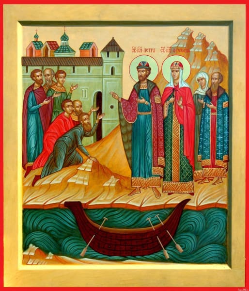 Sts. Peter and Febronia Orthodox mounted icon